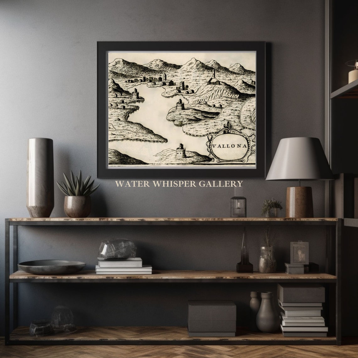 Vintage Vlora Albania Map Print, 1688 Coronelli Historic Port (digital ...