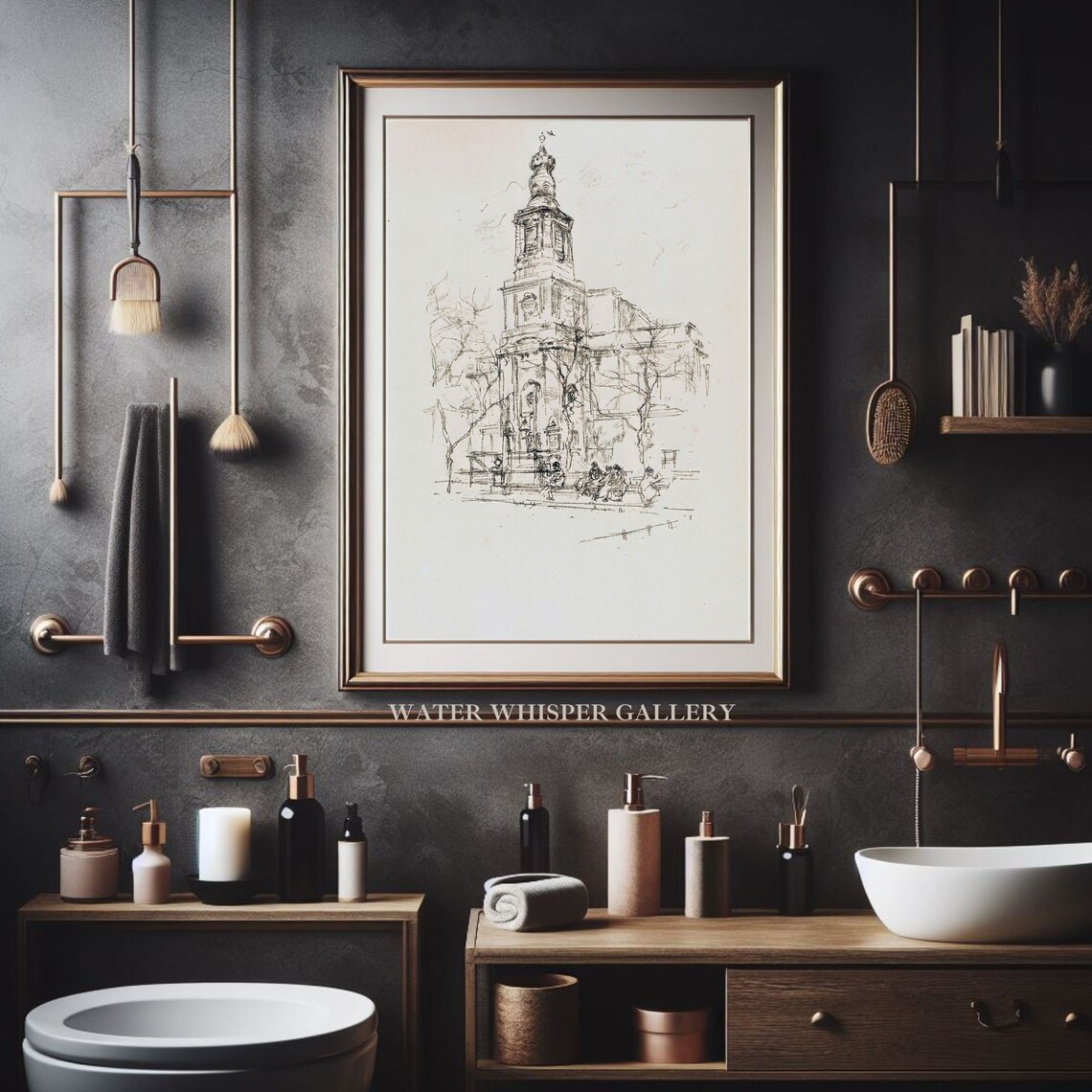 Vintage London Church Drawing, Religious Art Sketch (digital Download ...