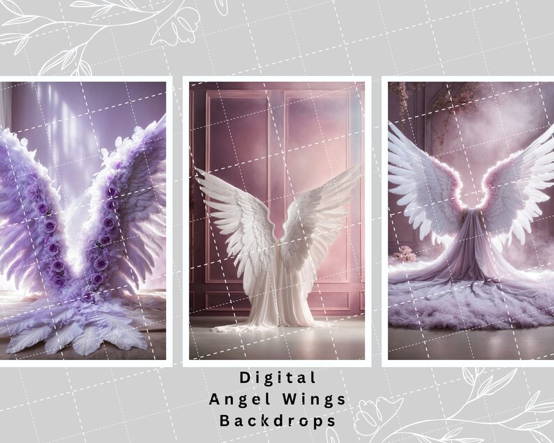 16 Digital Backdrops, Angel Wings Digital Backgrounds, Maternity ...