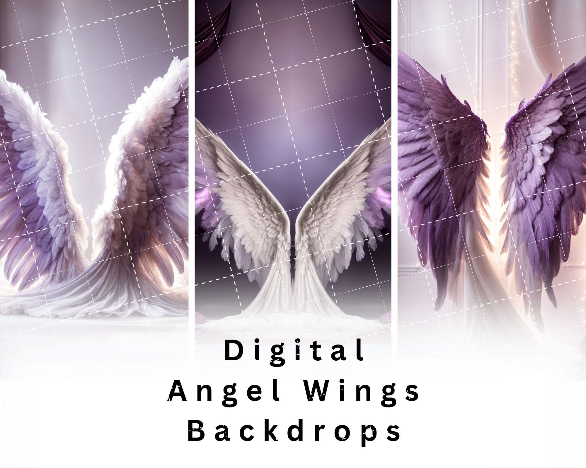 16 Digital Backdrops, Angel Wings Digital Backgrounds, Maternity ...