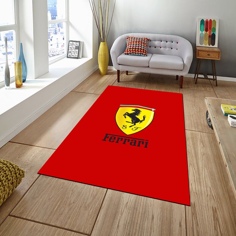 Red Ferrari Car Logo, Red Color Rug, 100% Quality Rug, Car Seat Rug ...