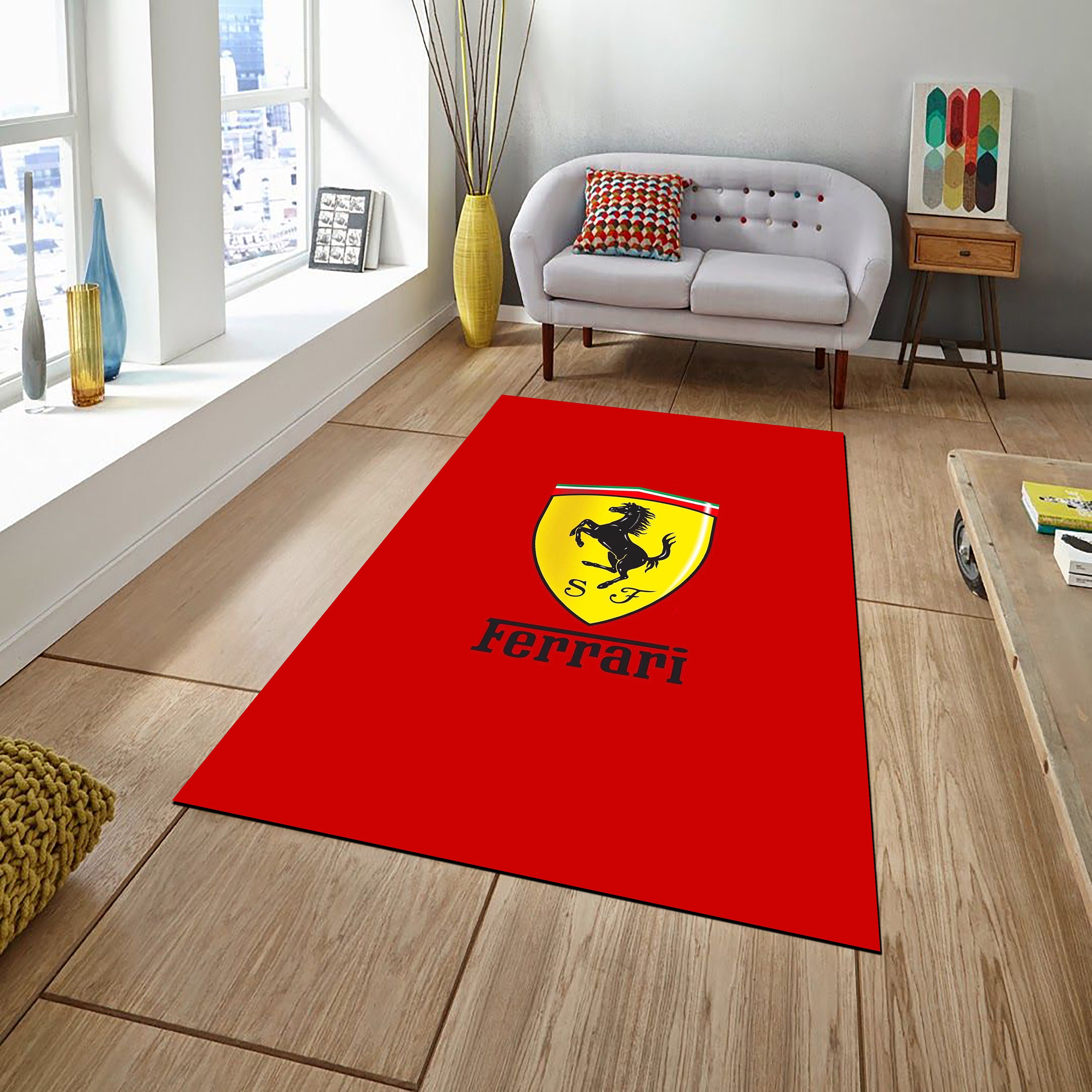 Red Ferrari Car Logo, Red Color Rug, 100% Quality Rug, Car Seat Rug ...