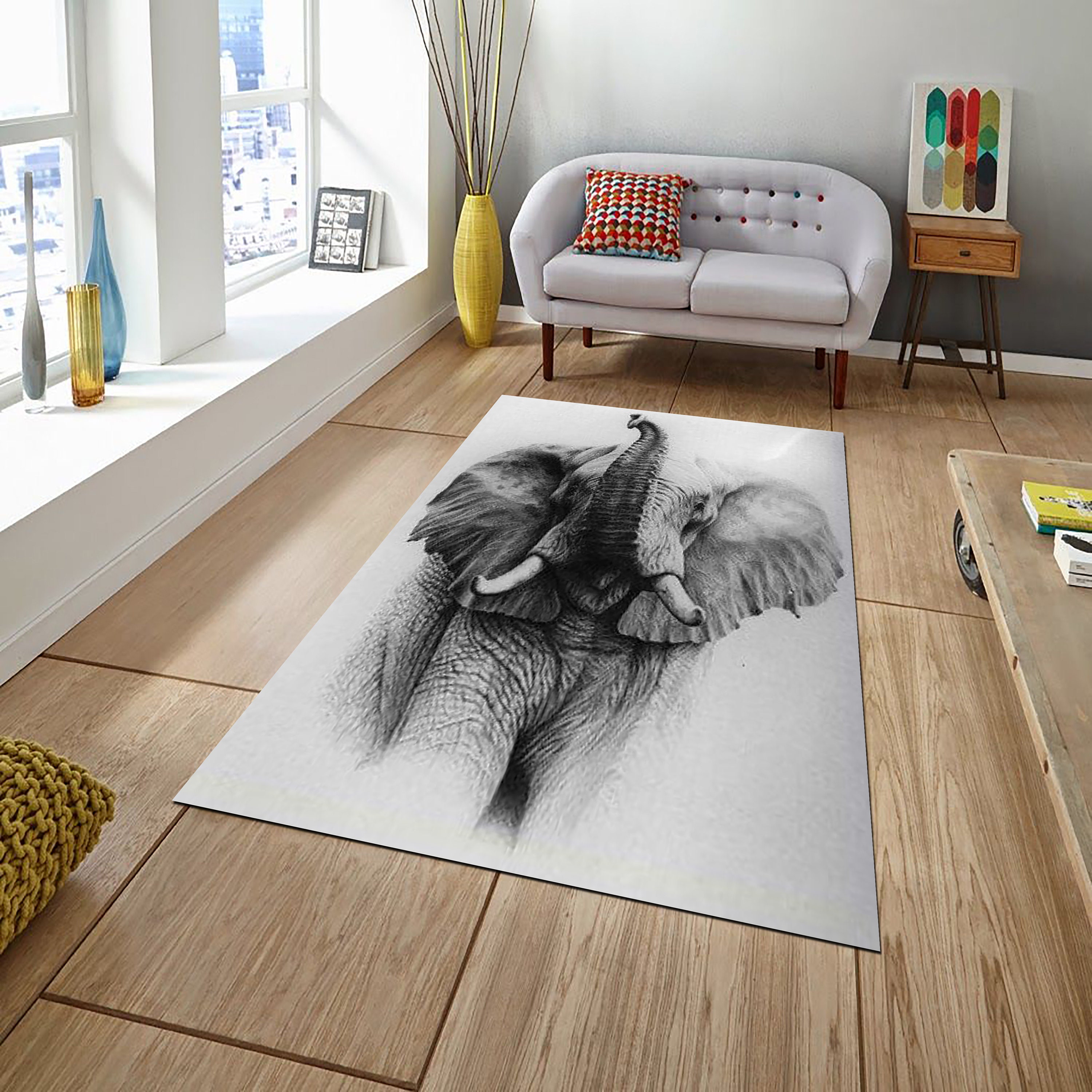 Elephant Rug , Elephant Patterned Rug, Animal Pattern Rug, Animal ...