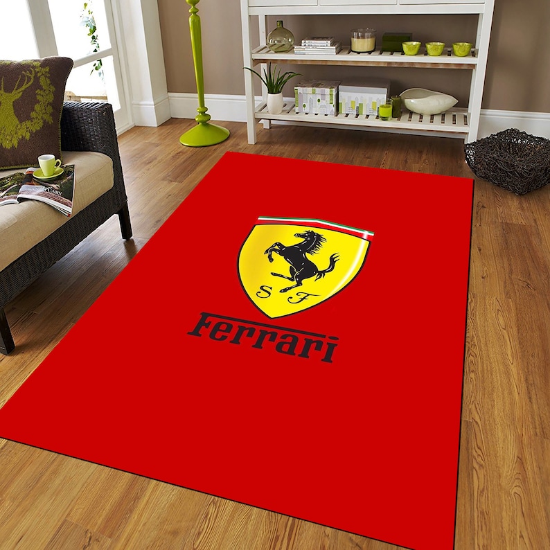 Red Ferrari Car Logo, Red Color Rug, 100% Quality Rug, Car Seat Rug ...