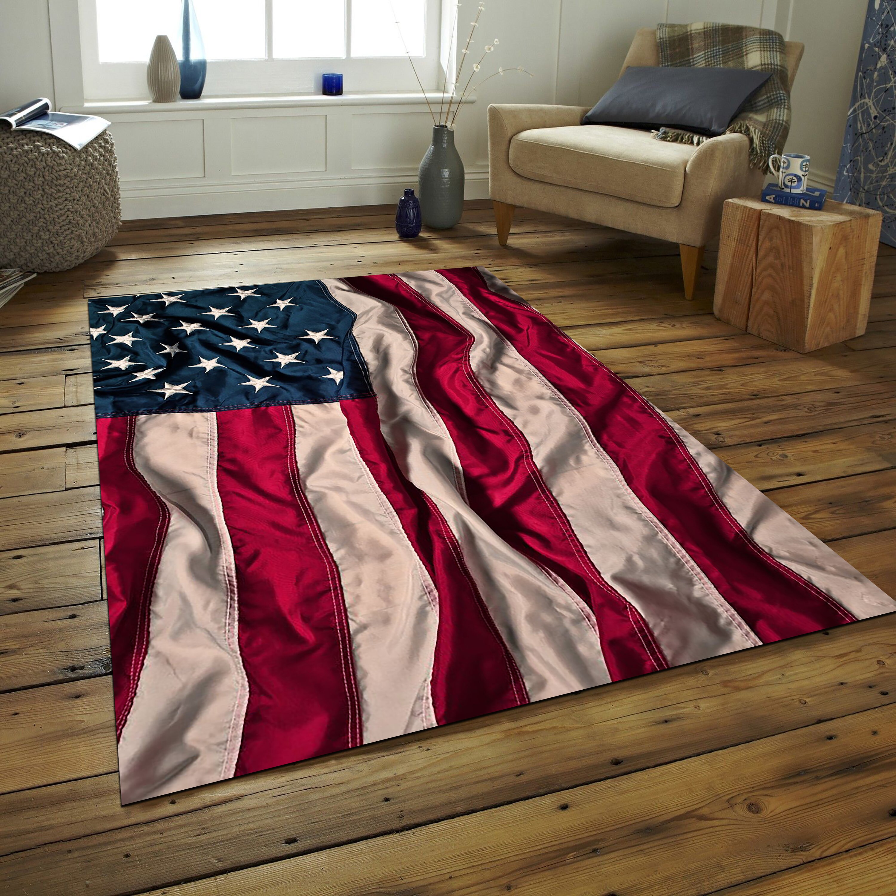 USA Flag Rug, American Rug, Modern Rug, Area Rug, for Living Room Rug ...