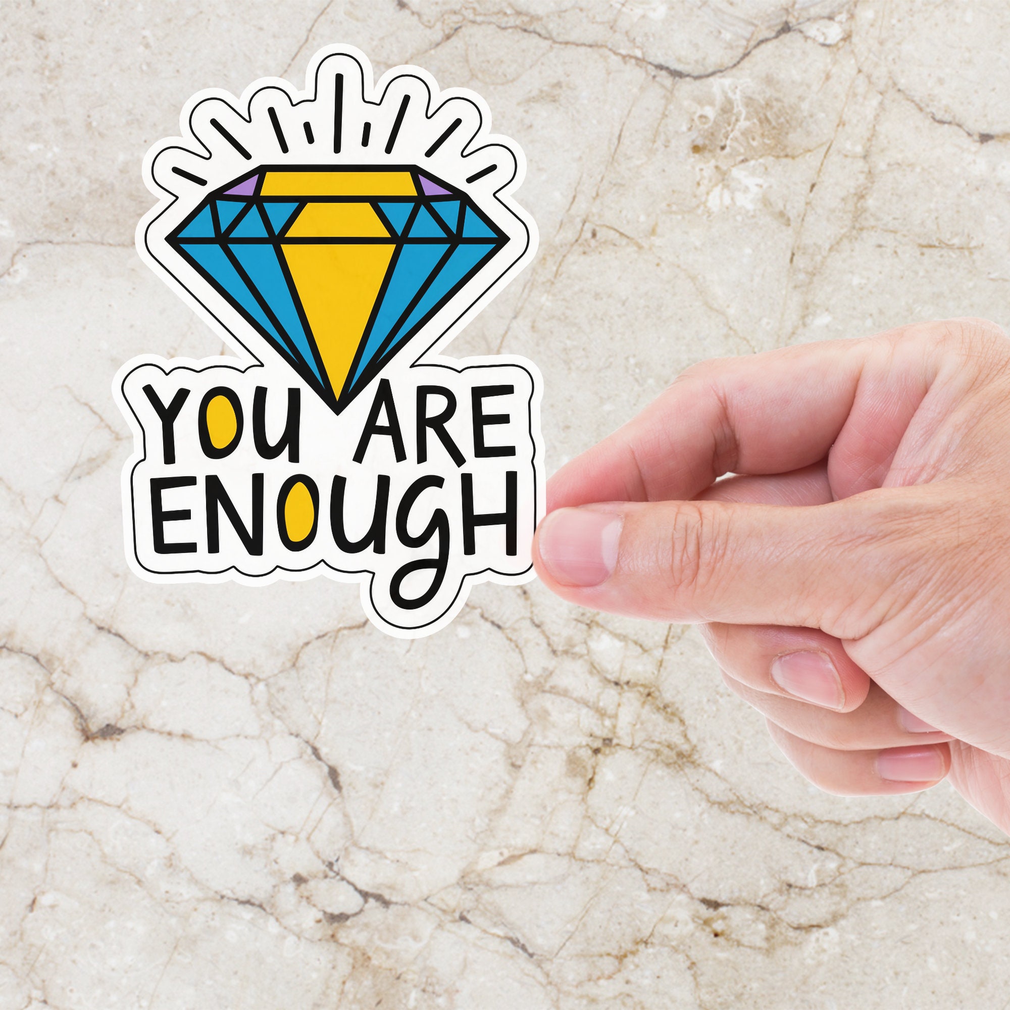 Inspirational Vinyl Decal, You Are Enough Sticker, Laptop and Water ...