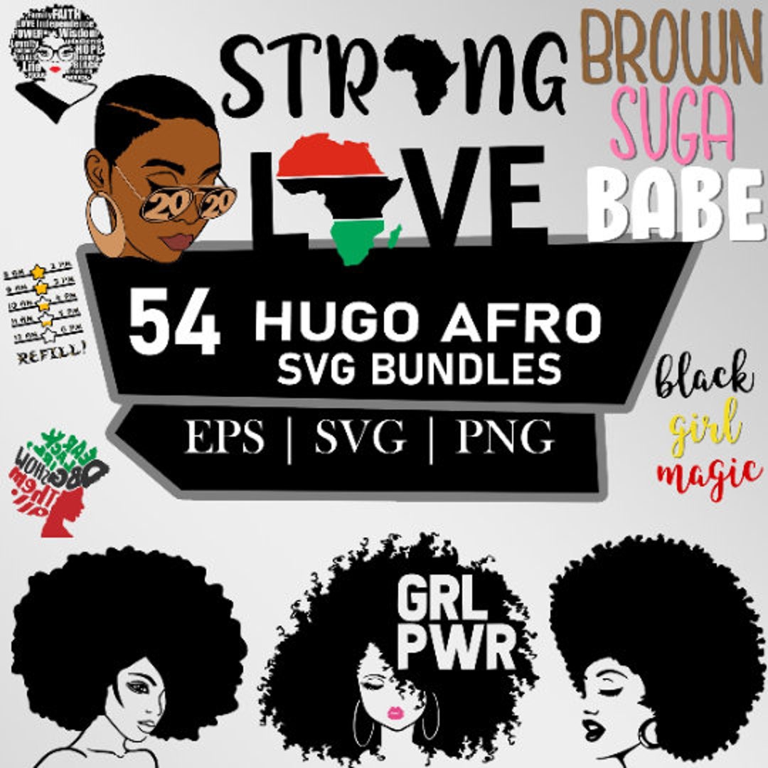 All Hugo Afro Digital Stickers, Bundle Svg, Afro Women Svg, Afro Man ...