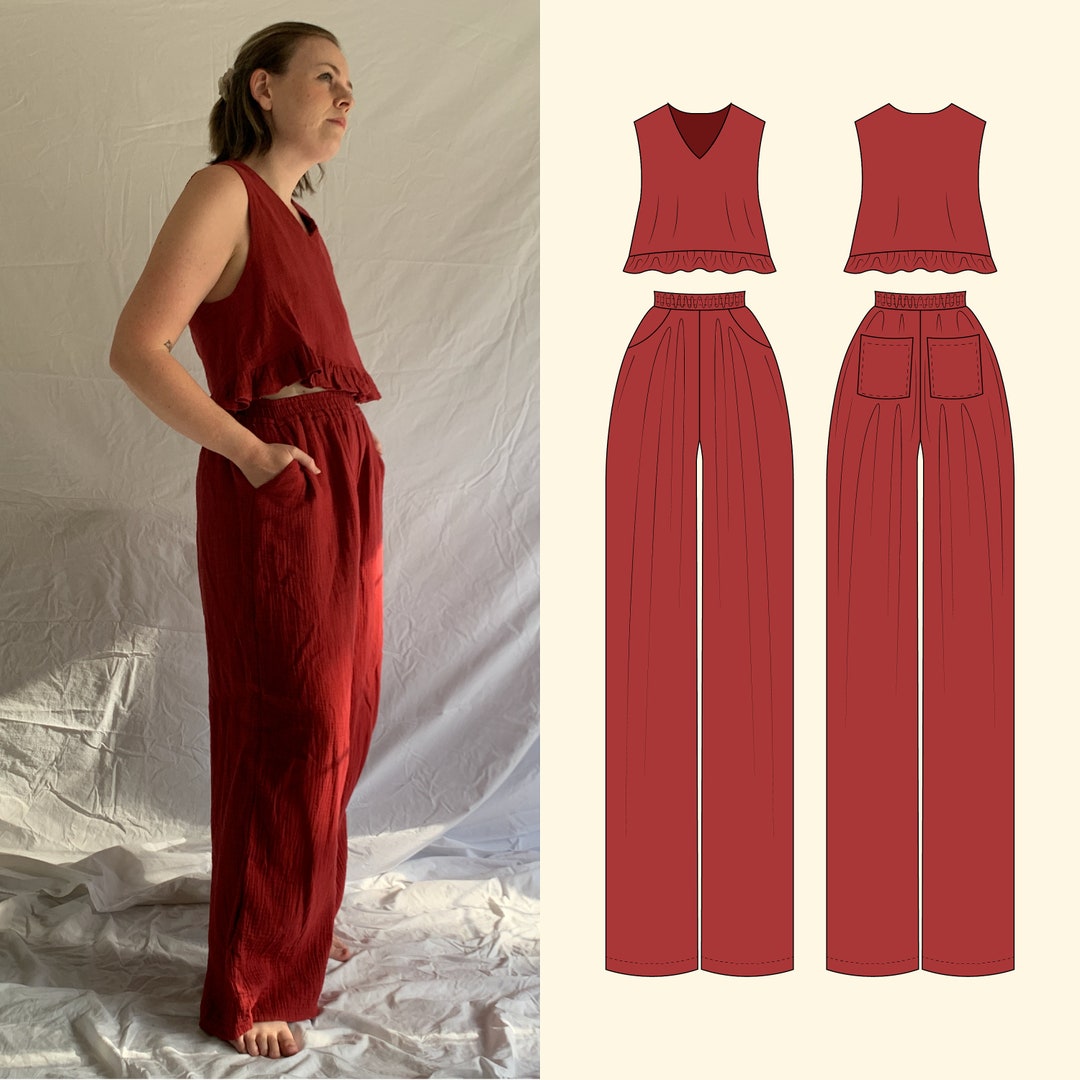 Co-ord Set Sewing Pattern Outfit With Top, Elasticated Bottoms and ...