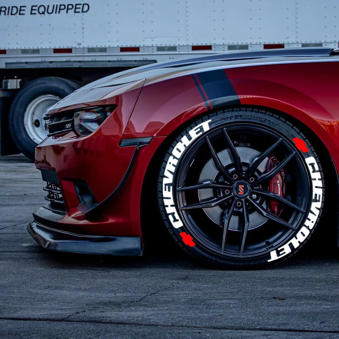 Tire Lettering Stickers Red Logo Chevrolet Sticker 1.25" Inch 8 X ...