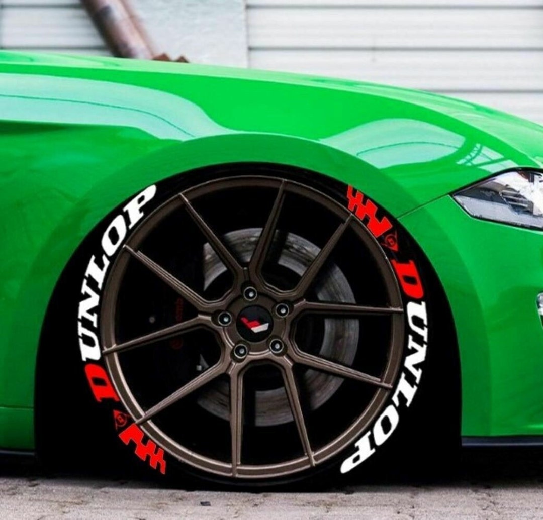 Tire Lettering Stickers Red Flap Dunlop Sticker 1.25" Inch 8 X ...