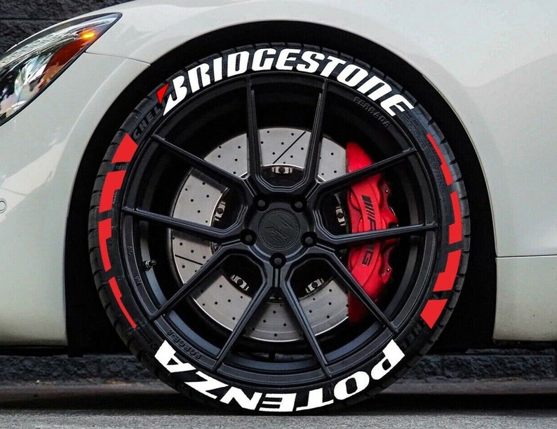 Tire Lettering Stickers Red Stripe Bridgestone Potenza 1.25" Inch 8 X ...