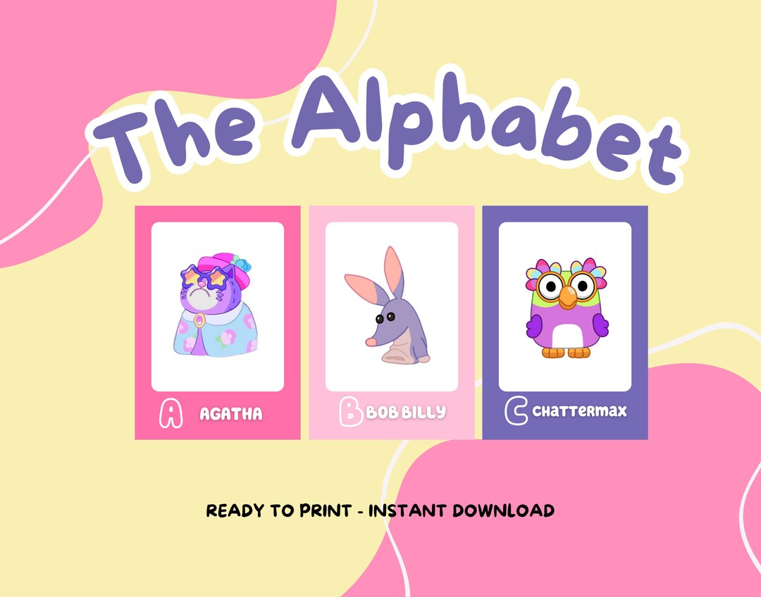 Bluey Alphabet Flashcards, ABC, Bluey, Learning the Alphabet, Alphabet ...