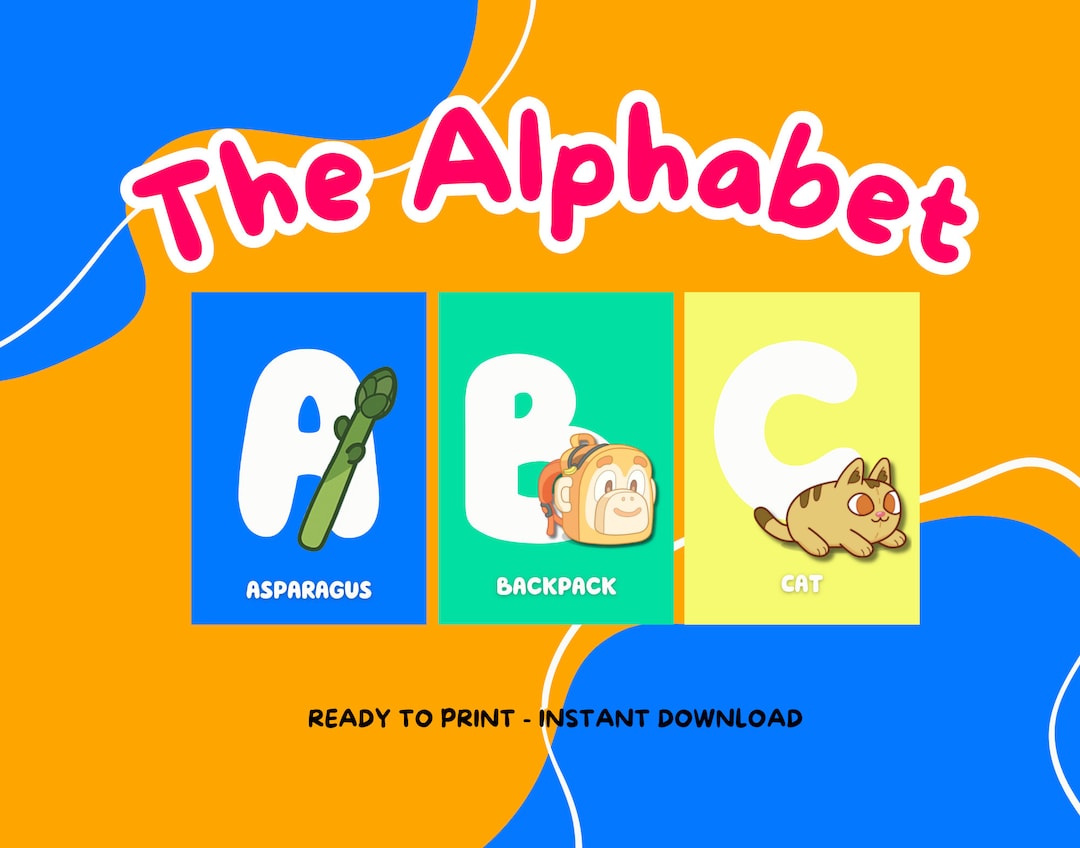 Bluey Alphabet Flashcards, ABC, Bluey, Learning the Alphabet, Alphabet ...