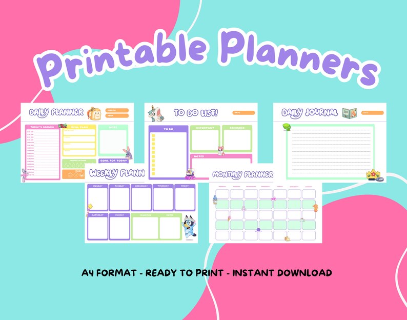 Bluey Planner, Printable Planner, Bluey, Digital Products - Etsy
