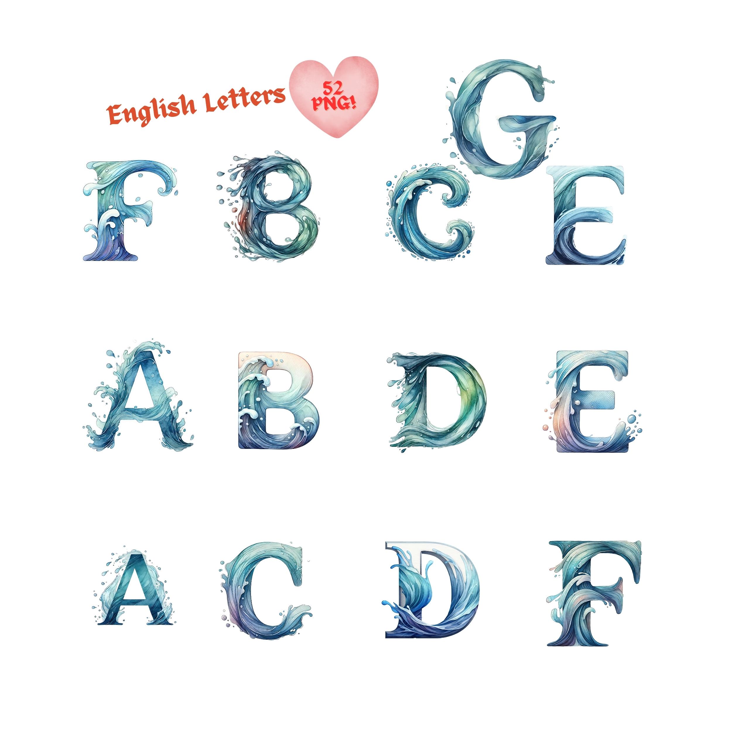 Watercolor Alphabet Clipart Bundle - 52 PNG Files - High Resolution ...
