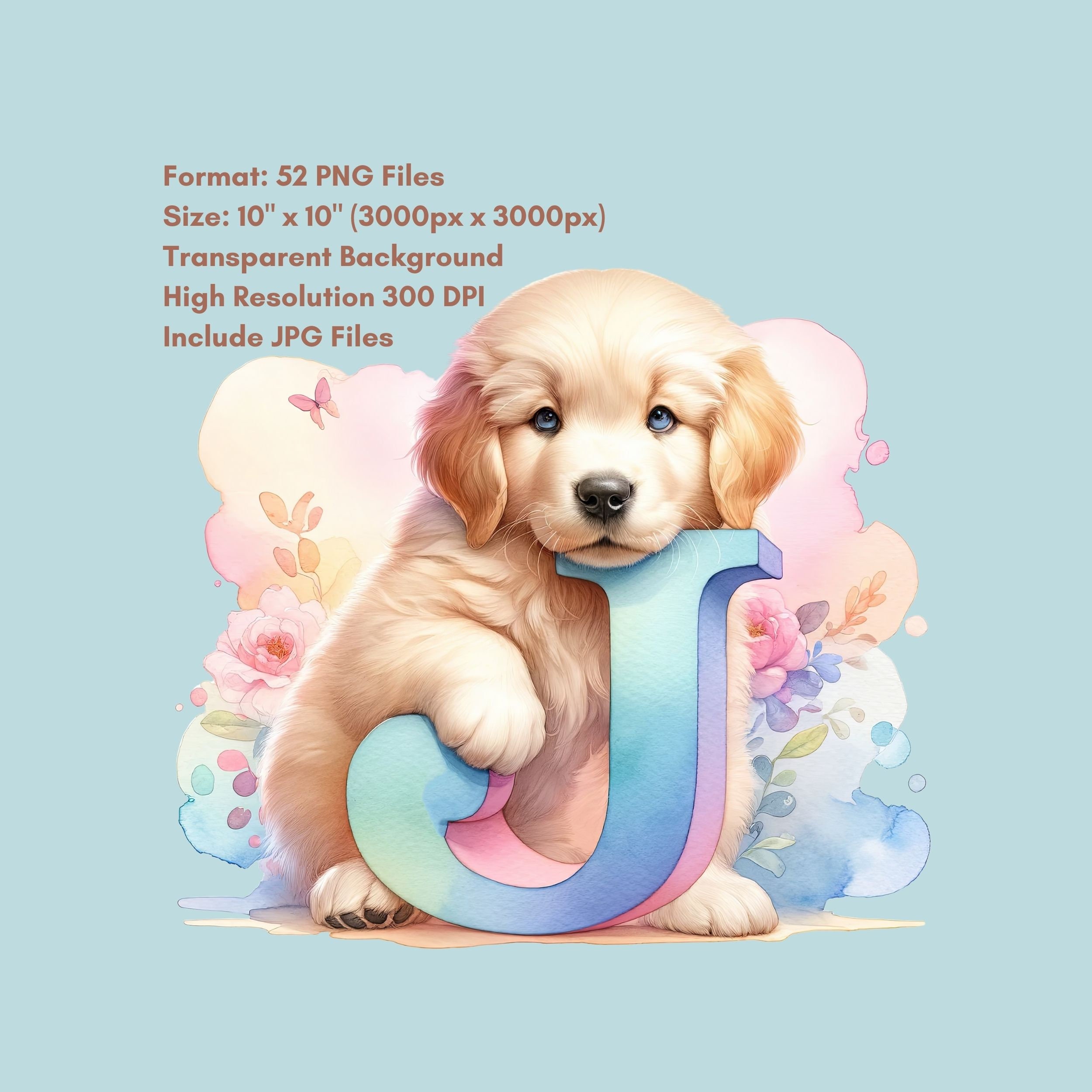 Alphabet Puppies Clipart Set - Adorable Dog Letters for Personalized ...