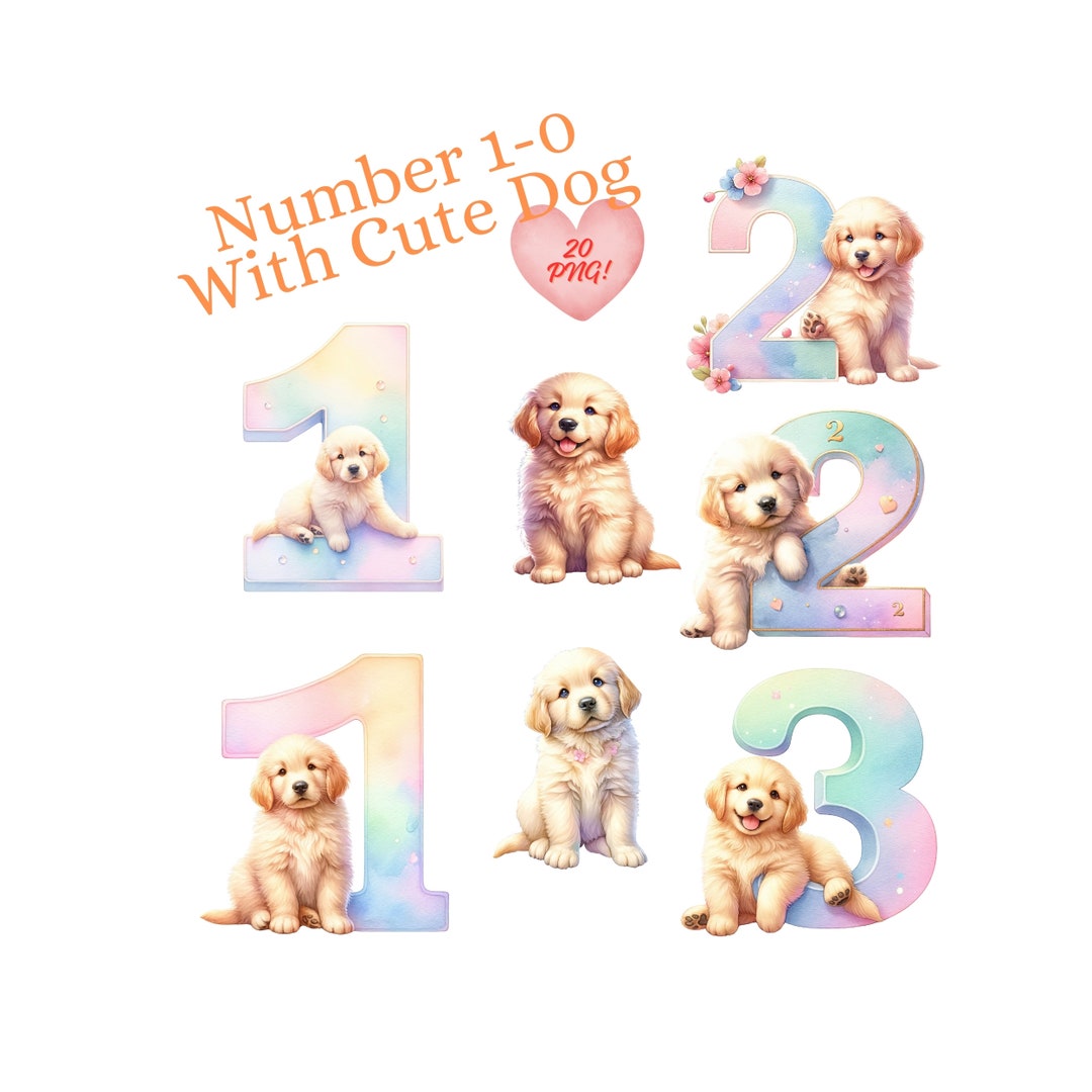 Adorable Puppy Numbers Set: Numbers 1-0 With Charming Dog Illustrations ...