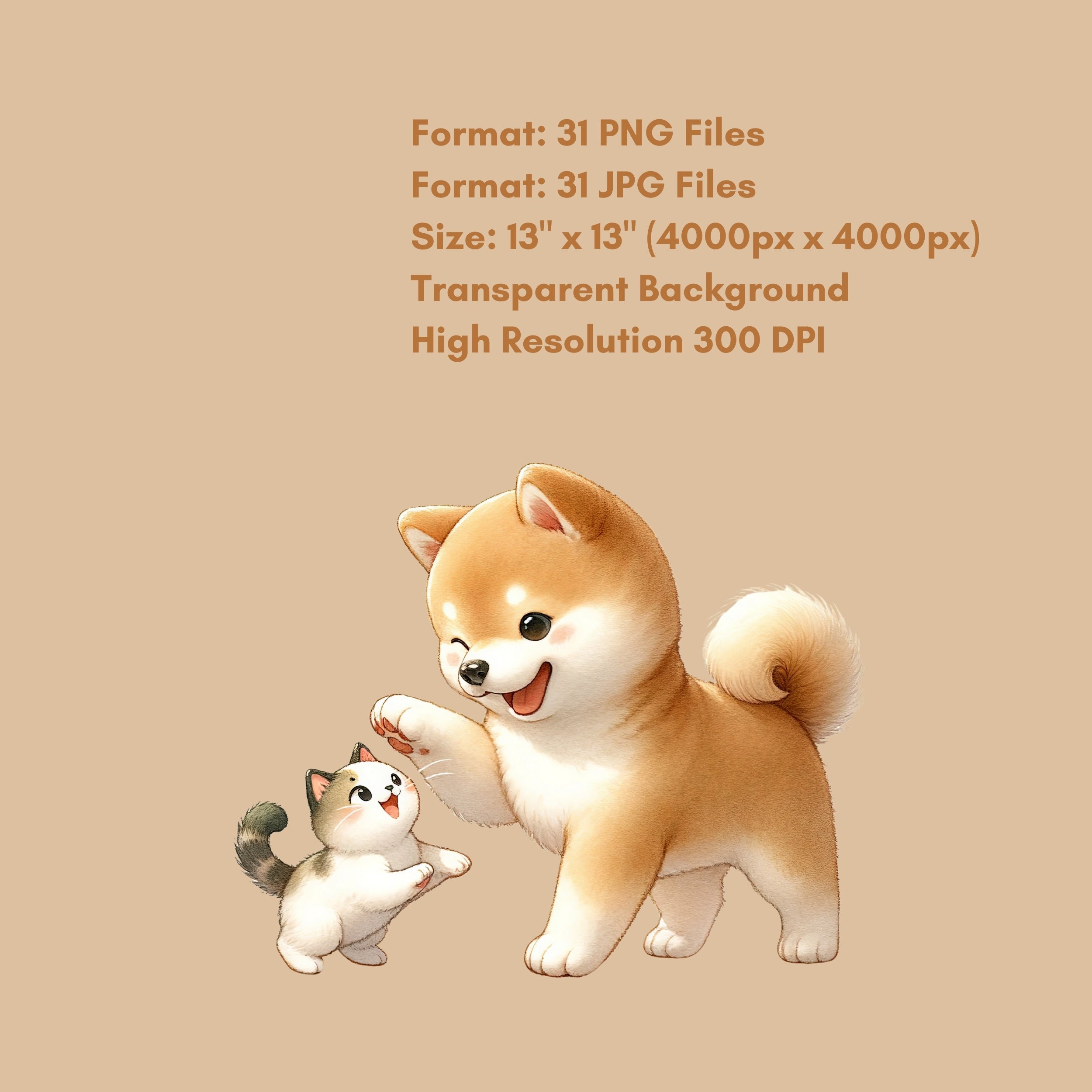Charming Shiba Inu Puppy Clipart Bundle, 31 Adorable Cartoon Dog PNG ...