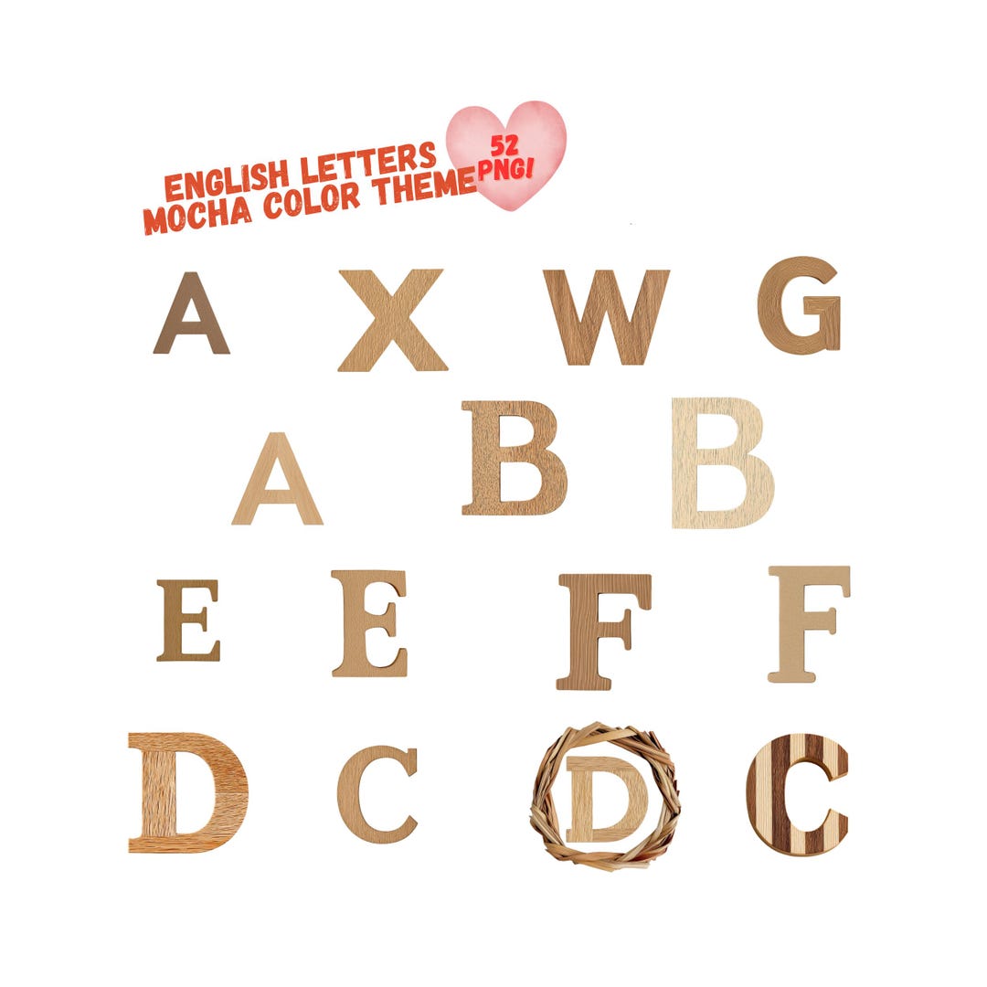 Wood Texture Alphabet PNG, Earth Tone Clipart, Rustic Font Digital ...