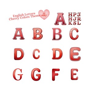 Cherry-themed English Letters Set for Crafts | 52 Red Alphabet Clipart ...