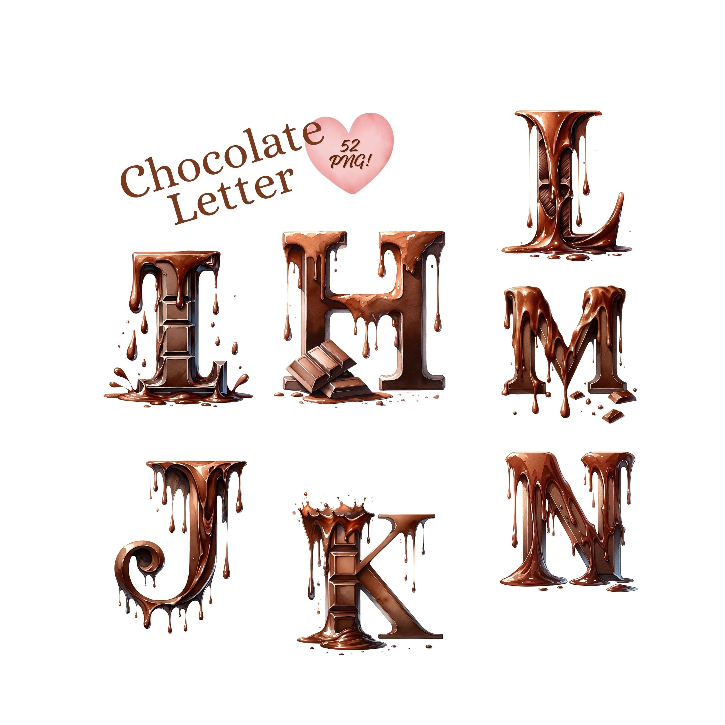 Watercolor Chocolate Alphabet Clipart: Melting Letters PNG (digital ...