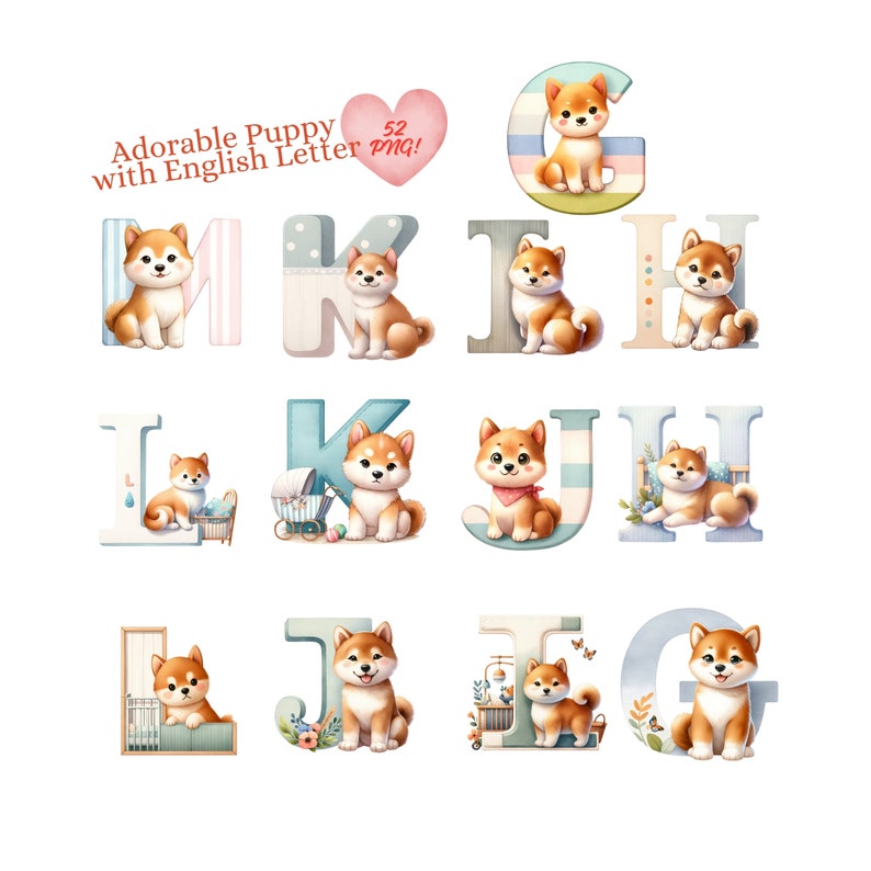 Watercolor Puppy Alphabet Clipart: Dog Letters (digital Download) - Etsy