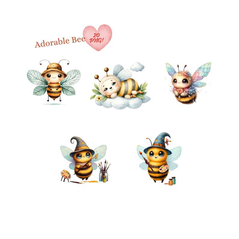 Charming Bee Clipart Collection, Cute Insect Illustrations With ...