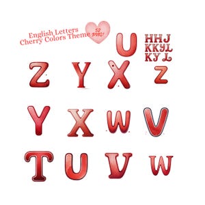 Cherry-themed English Letters Set for Crafts | 52 Red Alphabet Clipart ...