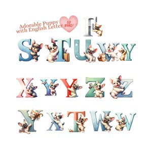 Watercolor Puppy Alphabet Letters Clipart Set, 52 PNG and JPG Files ...
