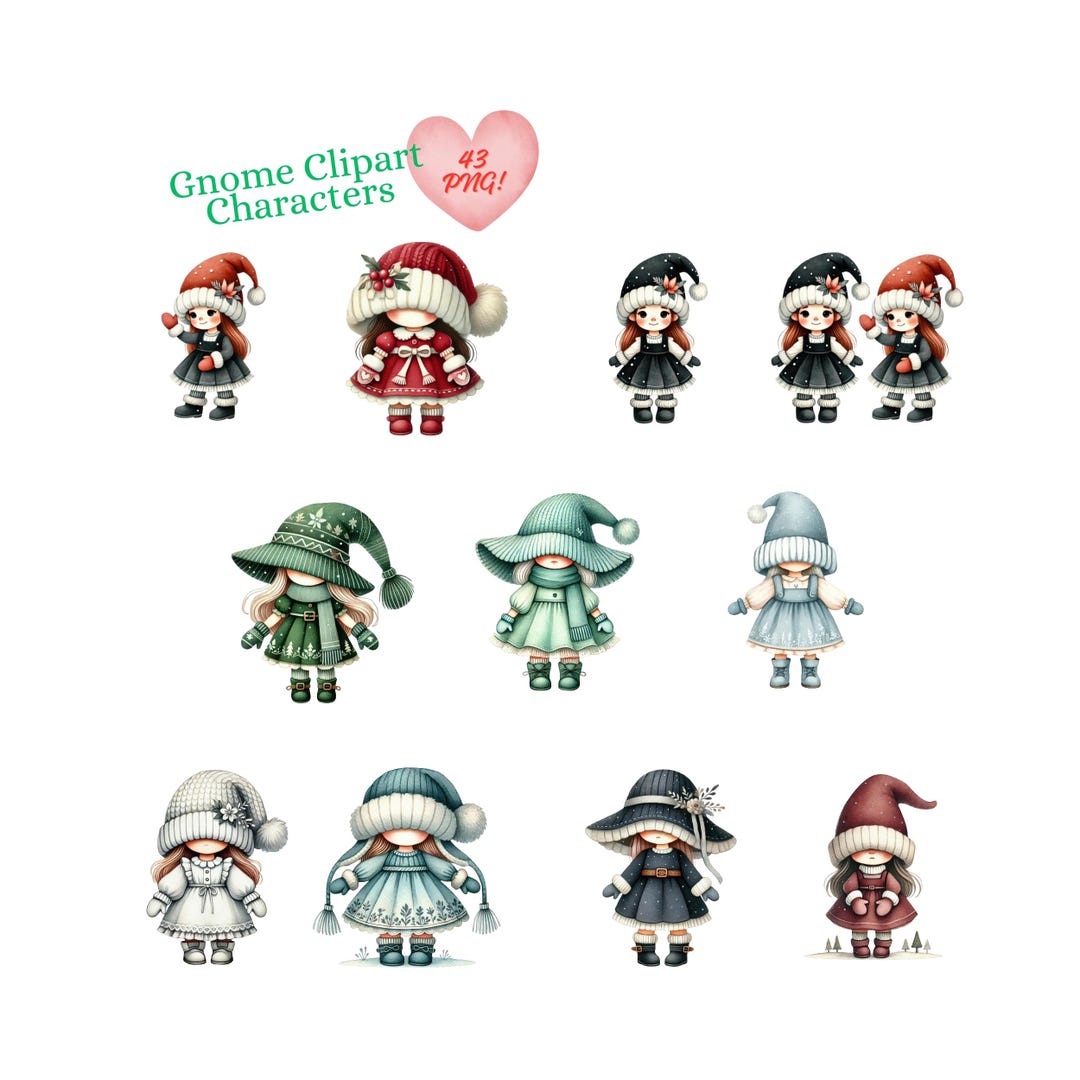Winter Gnome Clipart Bundle: 43 PNG Files, DIY Crafts (digital Download ...