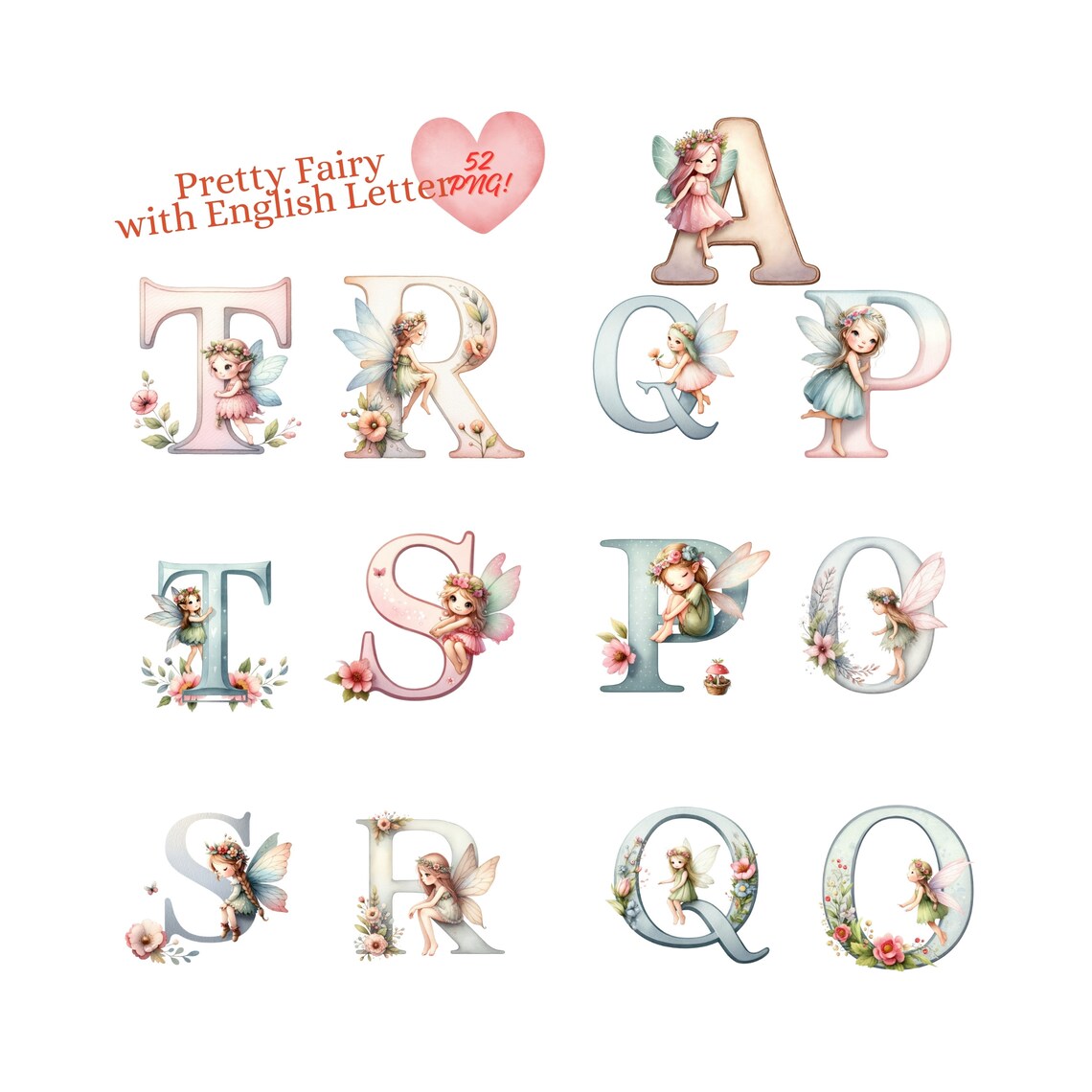 Enchanted Fairy Alphabet Clipart Set, Magical Fairy Letters for ...