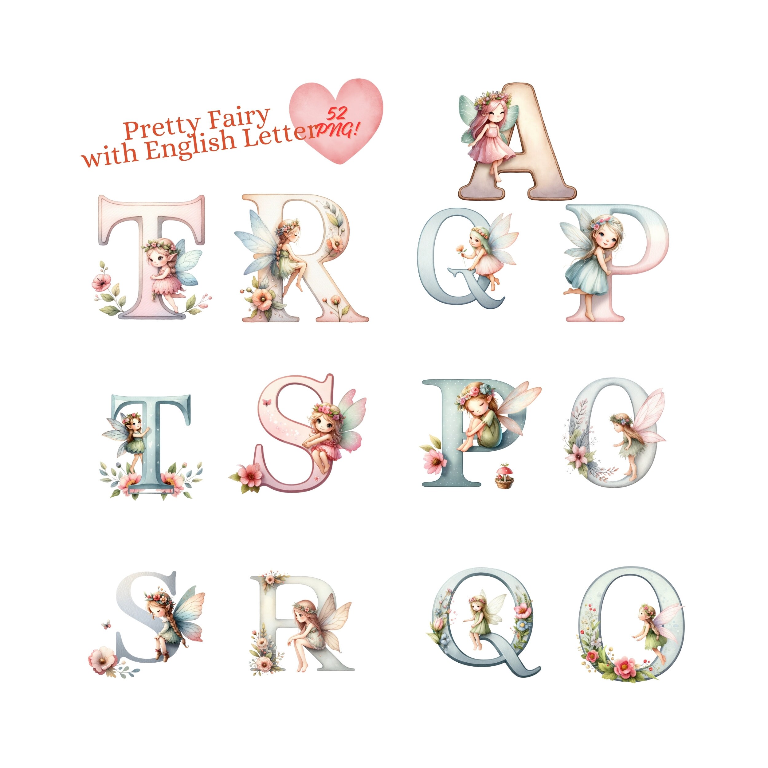 Enchanted Fairy Alphabet Clipart Set, Magical Fairy Letters for ...
