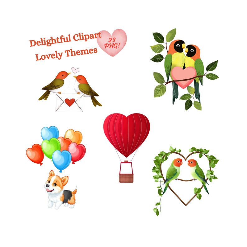 Valentine Clip Art Bundle – 23 Cute Animal & Heart Designs | Romantic ...