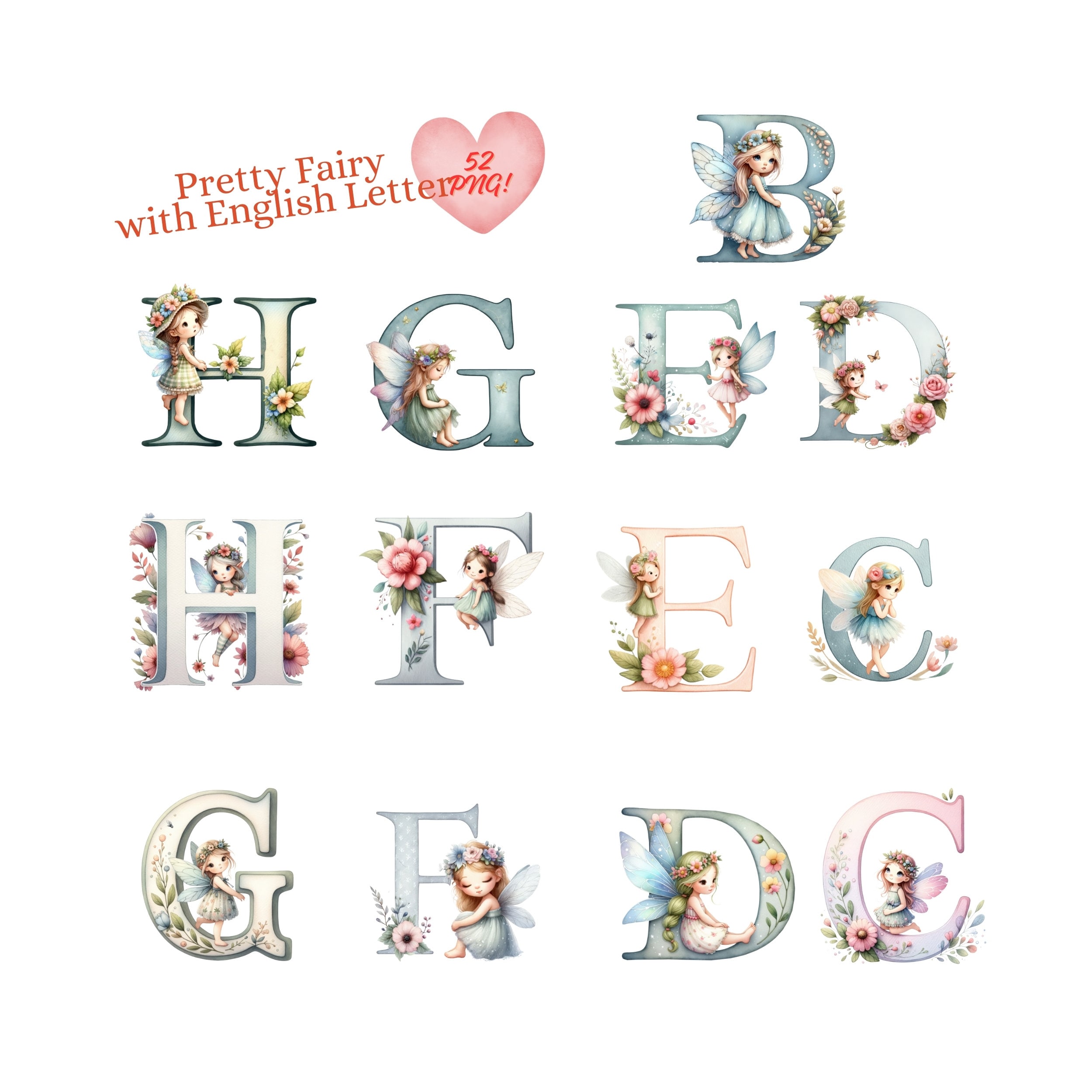 Enchanted Fairy Alphabet Clipart Set, Magical Fairy Letters for ...