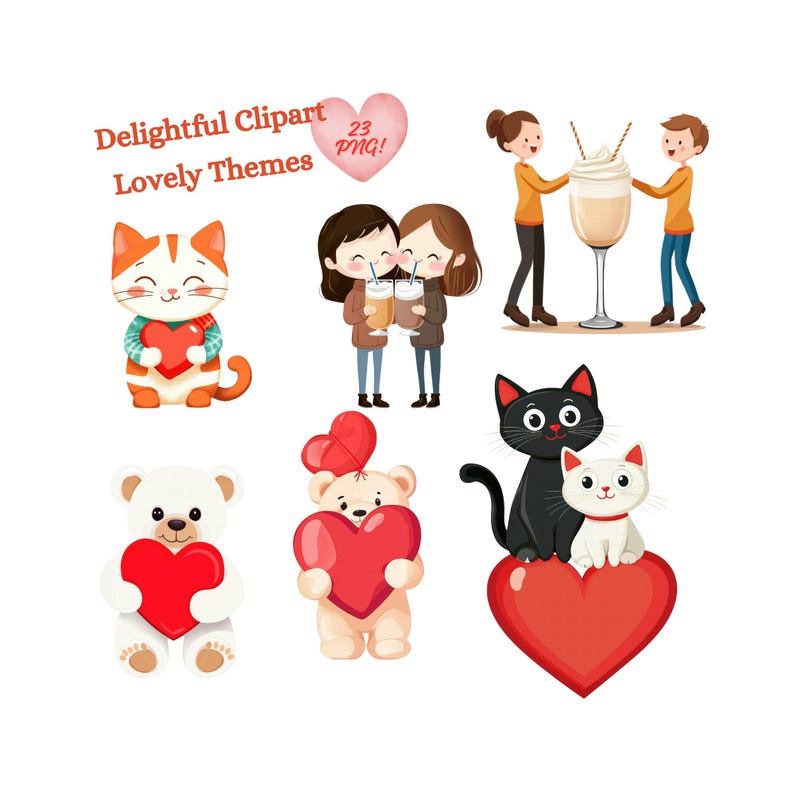 Valentine Clip Art Bundle – 23 Cute Animal & Heart Designs | Romantic ...