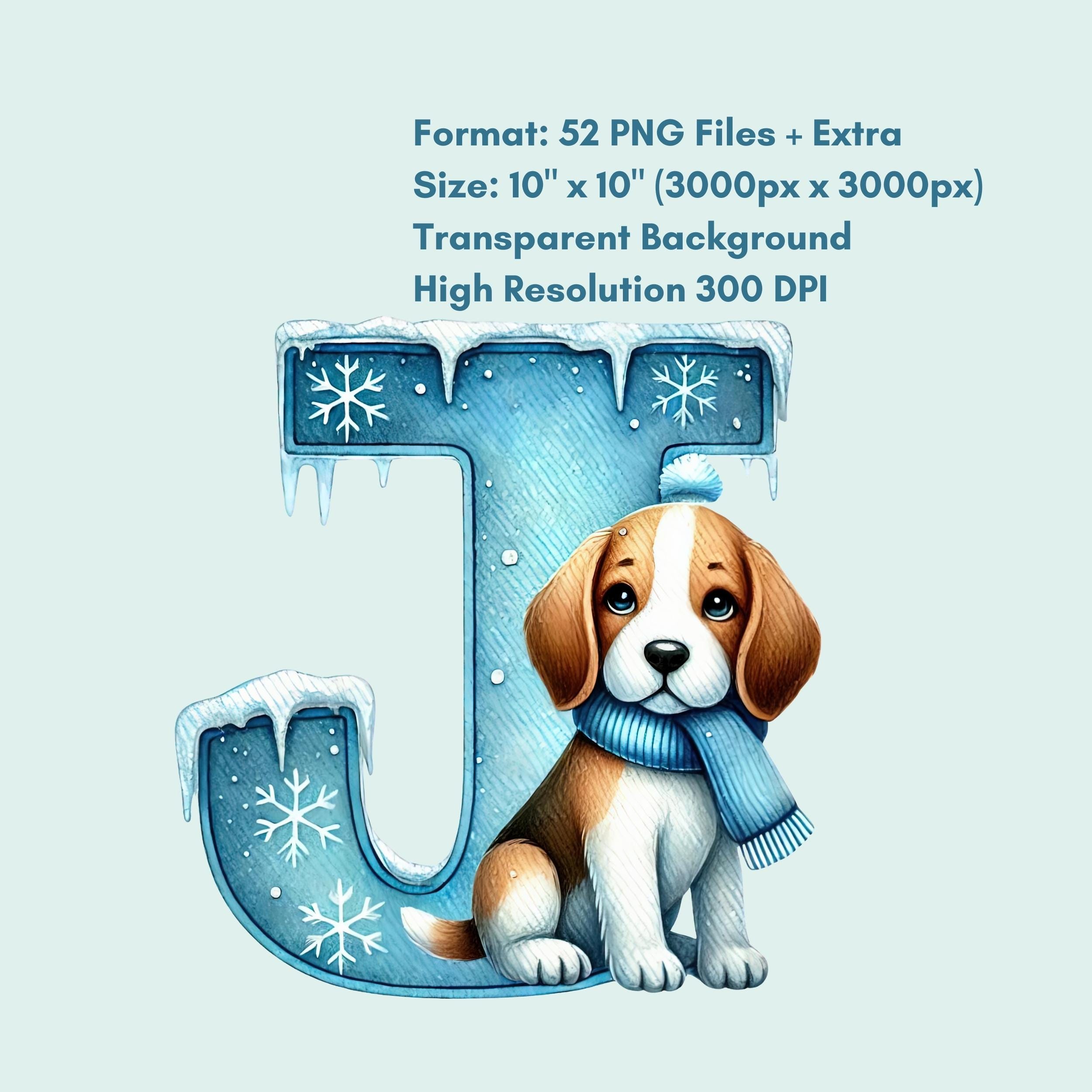Winter Themed English Alphabet Letters With Cute Puppy Clipart - 52 ...