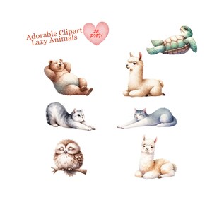 Watercolor Adorable Lazy Animals Clipart Set - 28 High-resolution PNG ...