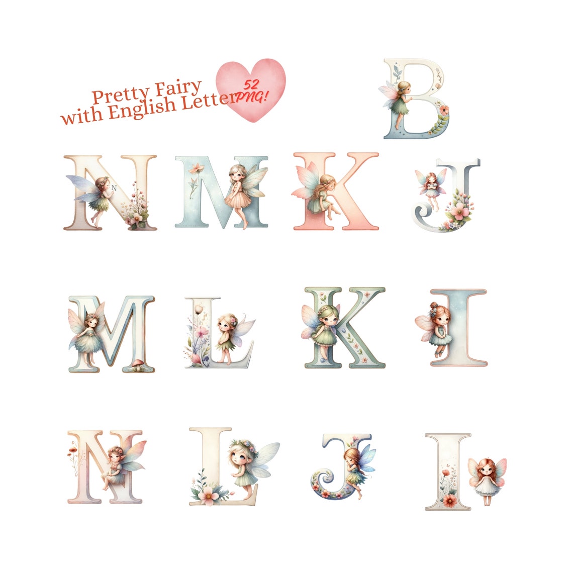 Enchanted Fairy Alphabet Clipart Set, Magical Fairy Letters for ...