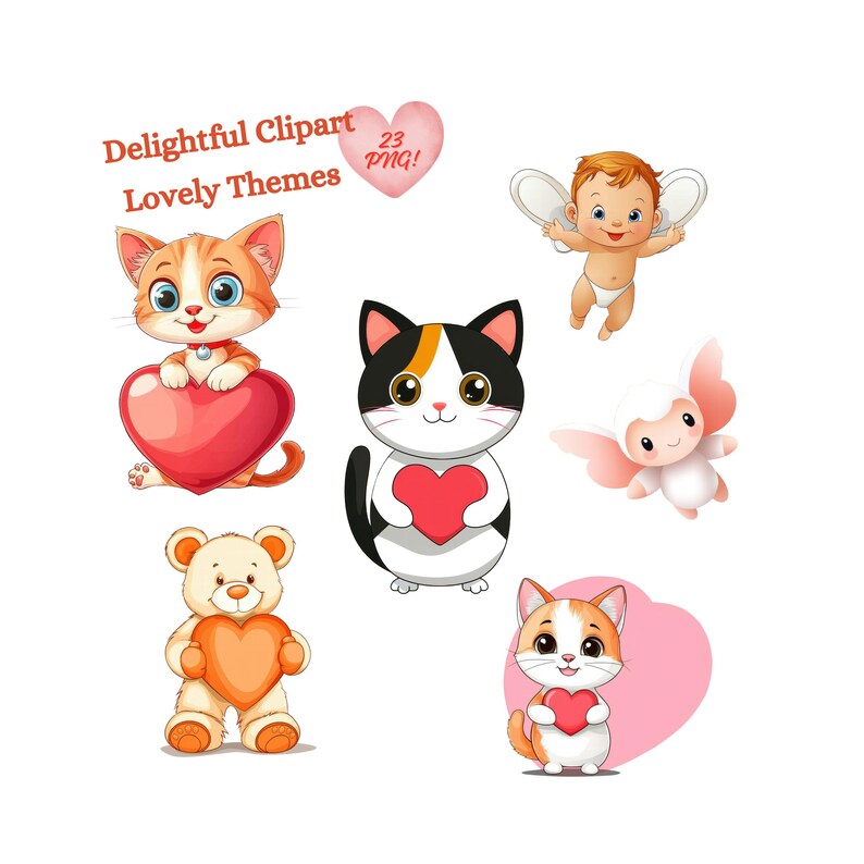 Valentine Clip Art Bundle – 23 Cute Animal & Heart Designs | Romantic ...