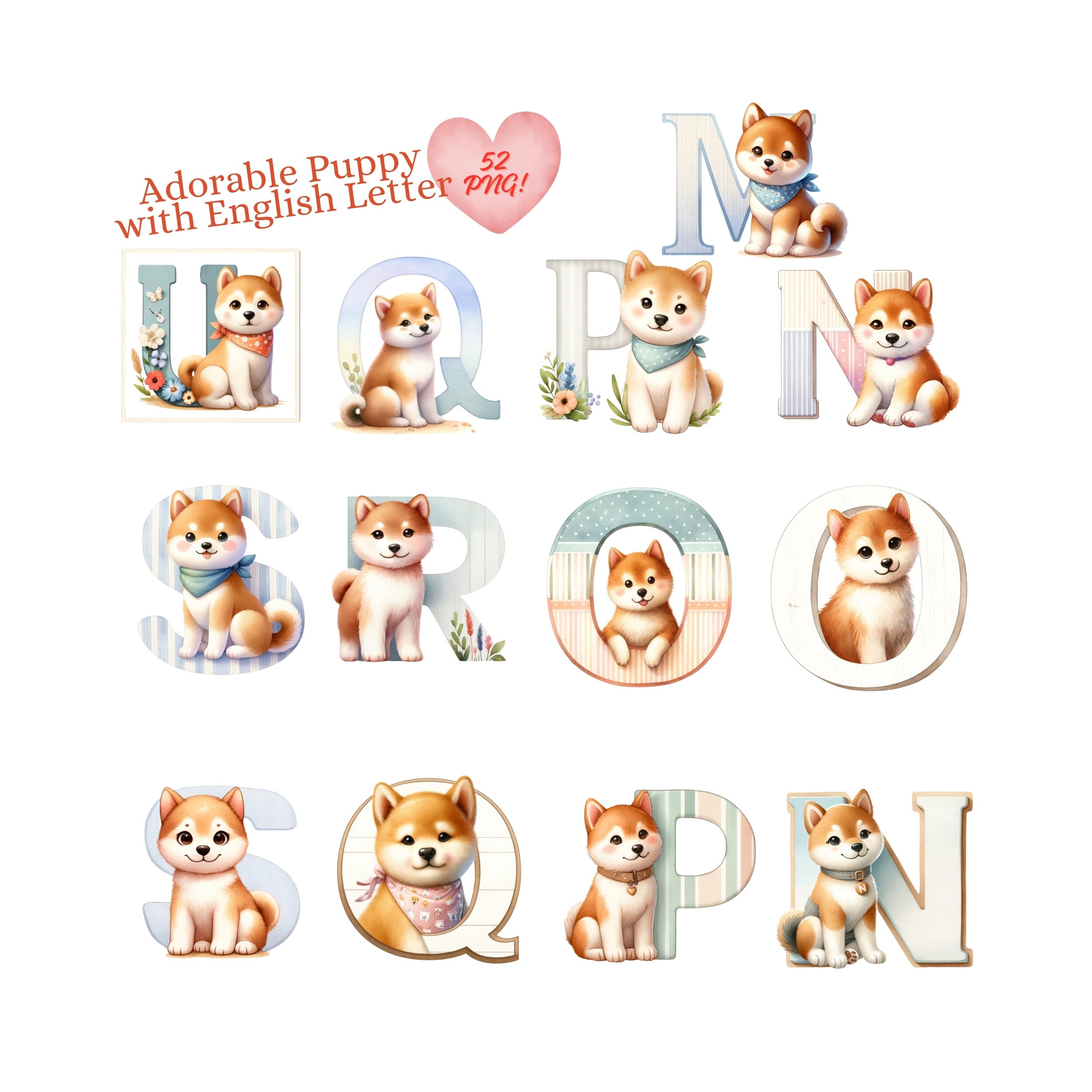 Watercolor Puppy Alphabet Clipart: Dog Letters (digital Download) - Etsy