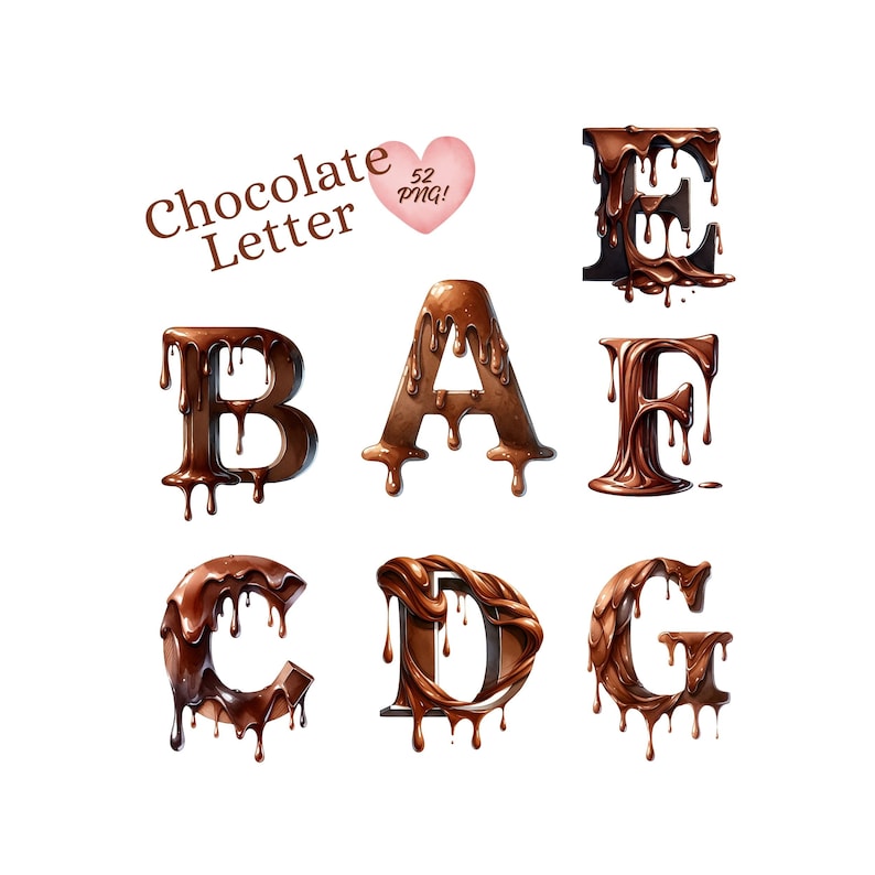 Watercolor Chocolate Alphabet Clipart - Melting Chocolate Letters PNG ...