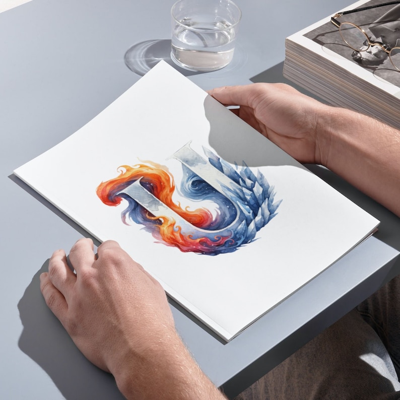 Elemental Fusion Alphabet Clipart: Striking Fire & Ice Themed Letters ...