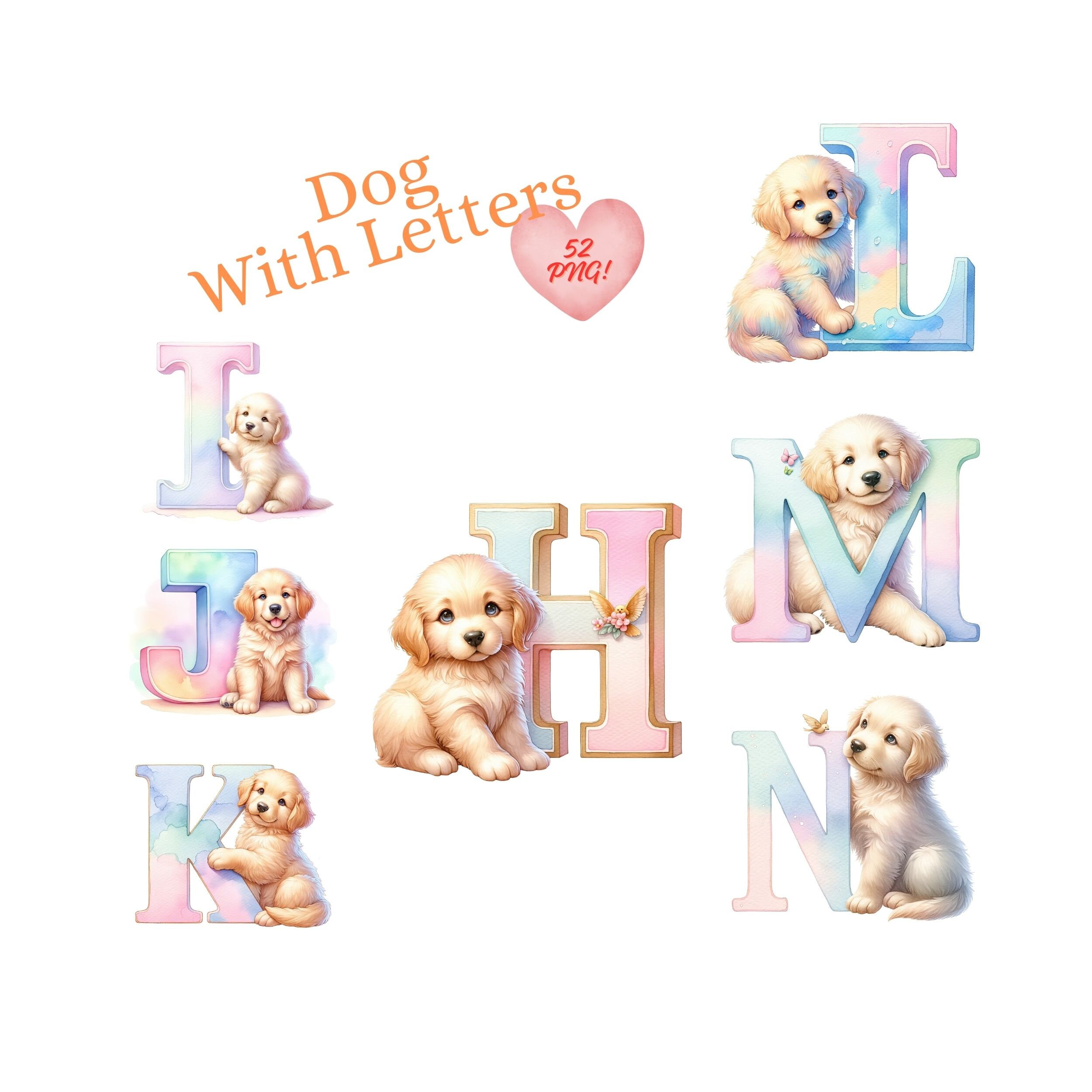 Alphabet Puppies Clipart Set - Adorable Dog Letters for Personalized ...