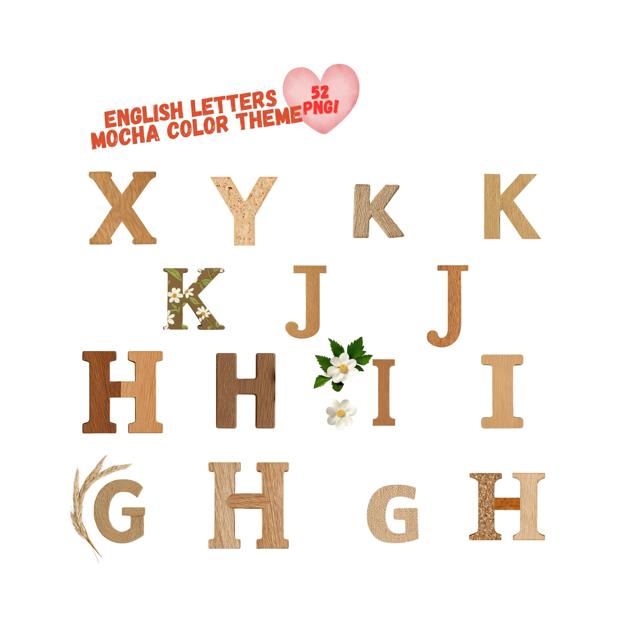 Wood Texture Alphabet PNG, Earth Tone Clipart, Rustic Font Digital ...