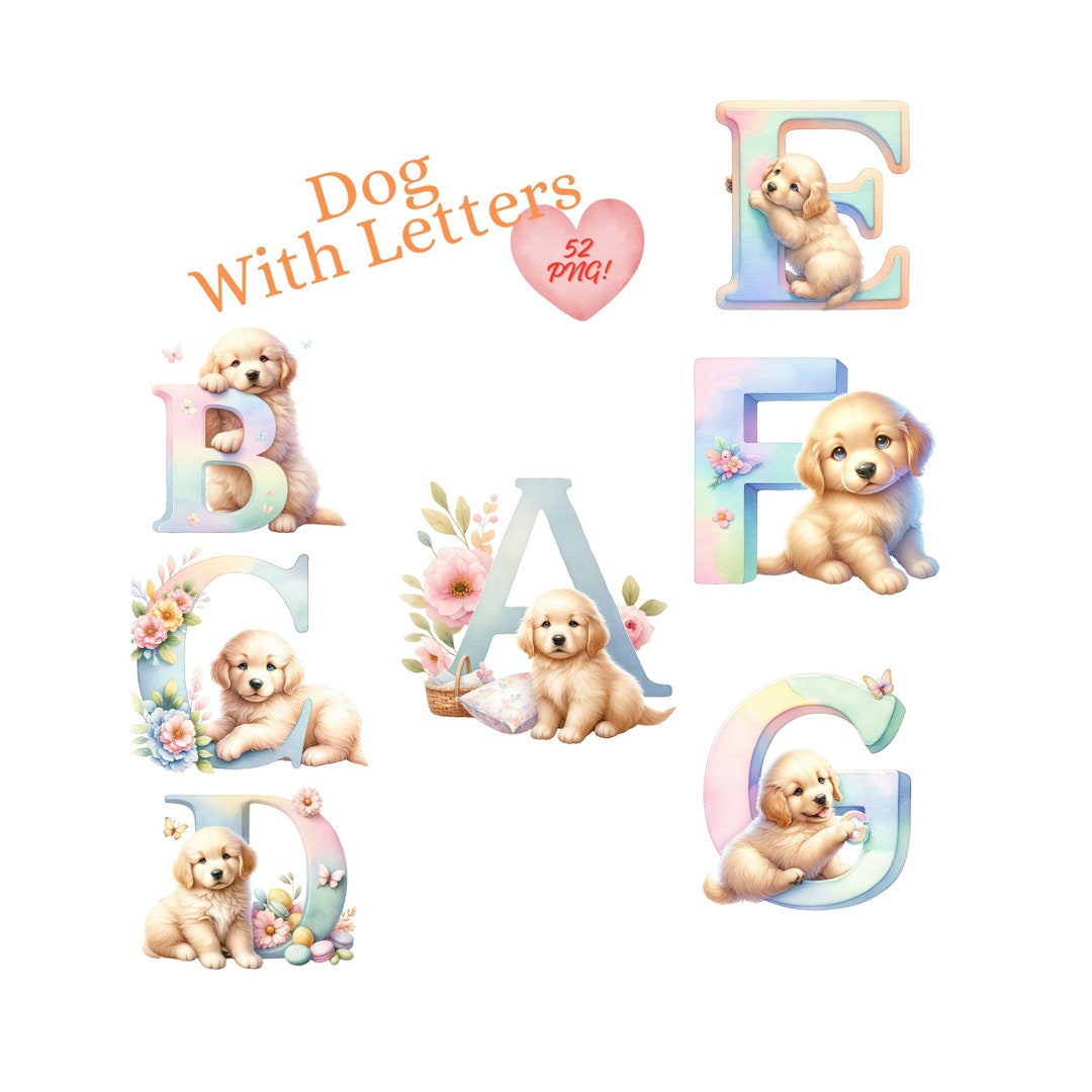 Alphabet Puppies Clipart Set - Adorable Dog Letters for Personalized ...
