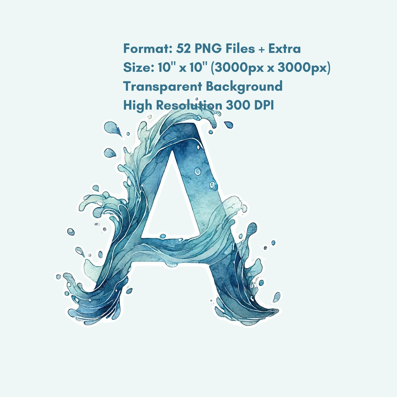 Watercolor Alphabet Clipart Bundle - 52 PNG Files - High Resolution ...