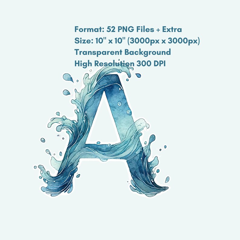 Watercolor Alphabet Clipart Bundle - 52 PNG Files - High Resolution ...
