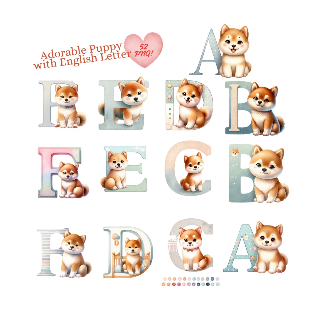 Watercolor Puppy Alphabet Clipart: Dog Letters (digital Download) - Etsy