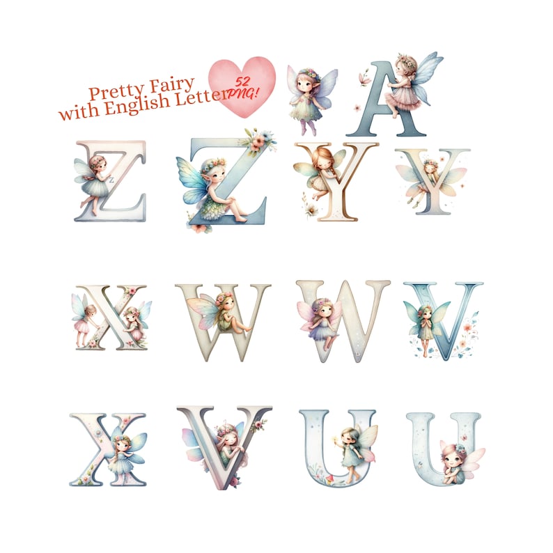 Enchanted Fairy Alphabet Clipart Set, Magical Fairy Letters for ...