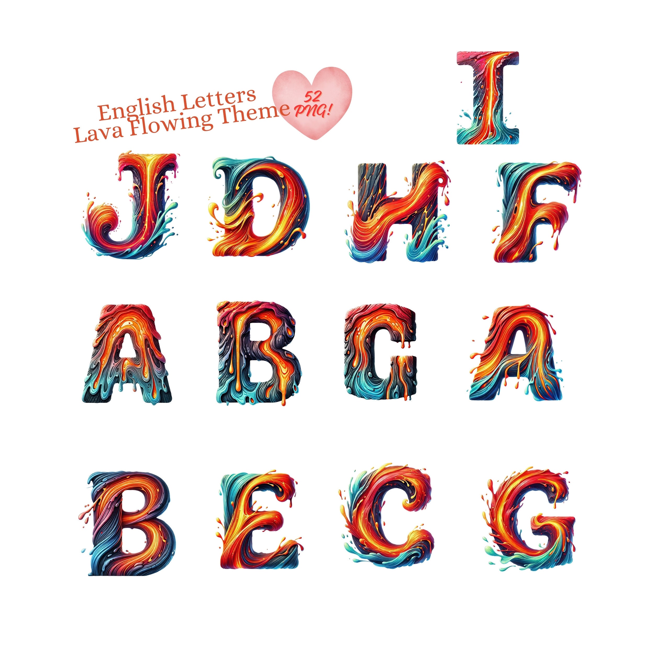 Watercolor AI Generated English Alphabet PNG Bundle, 52 High-resolution ...